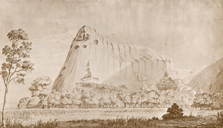 William Gosse’s illustration of Uluru, reached on 19 July 1873. He ...